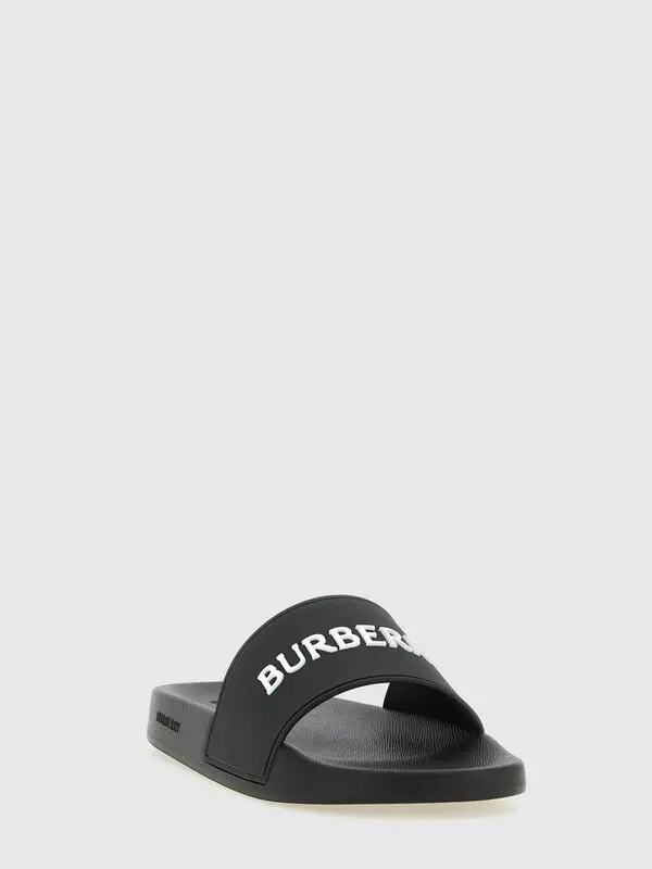 Burberry Rubber Sliders With Printed Logo - Black