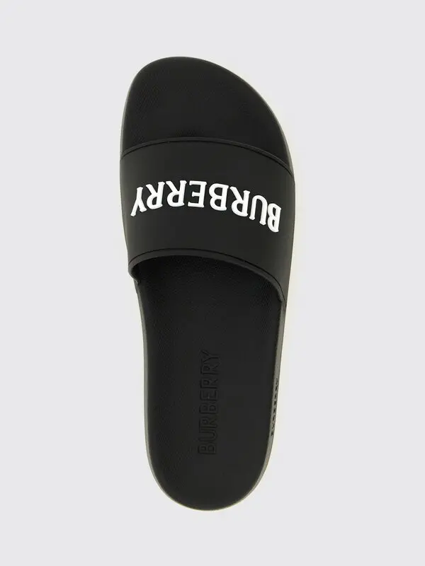Burberry Rubber Sliders With Printed Logo - Black