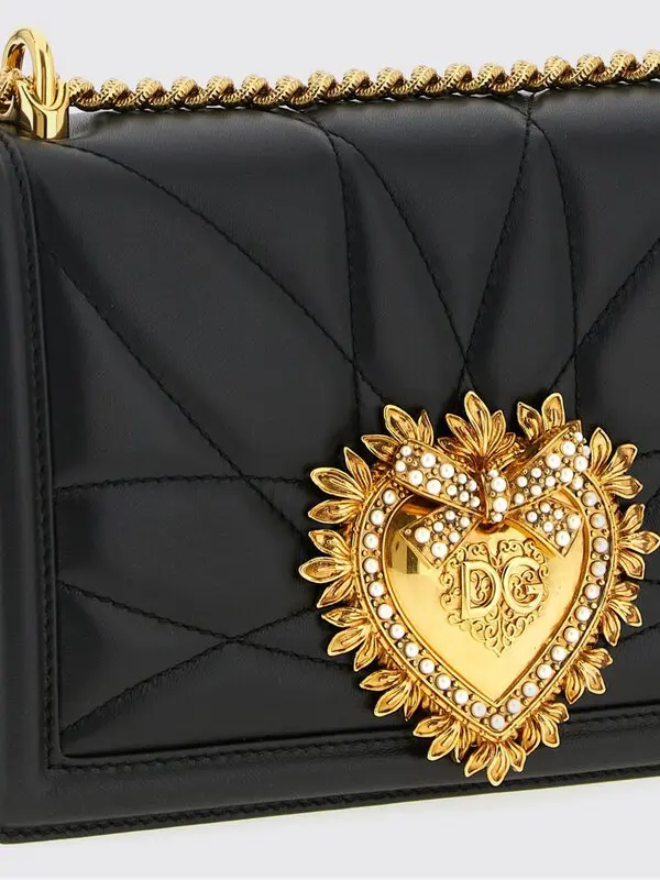 Dolce & Gabbana Quilted Leather Mini Bag With Embellished Heart Clasp