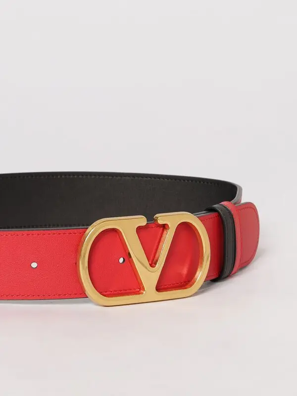 Valentino Garavani Vlogo Calfskin Leather Belt - Black