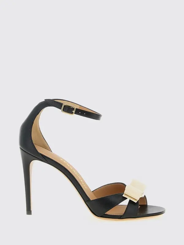 FERRAGAMO Vara Bow Leather Stiletto Sandals - Black