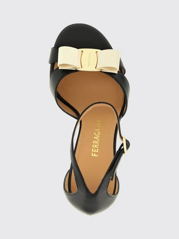 FERRAGAMO Vara Bow Leather Stiletto Sandals - Black