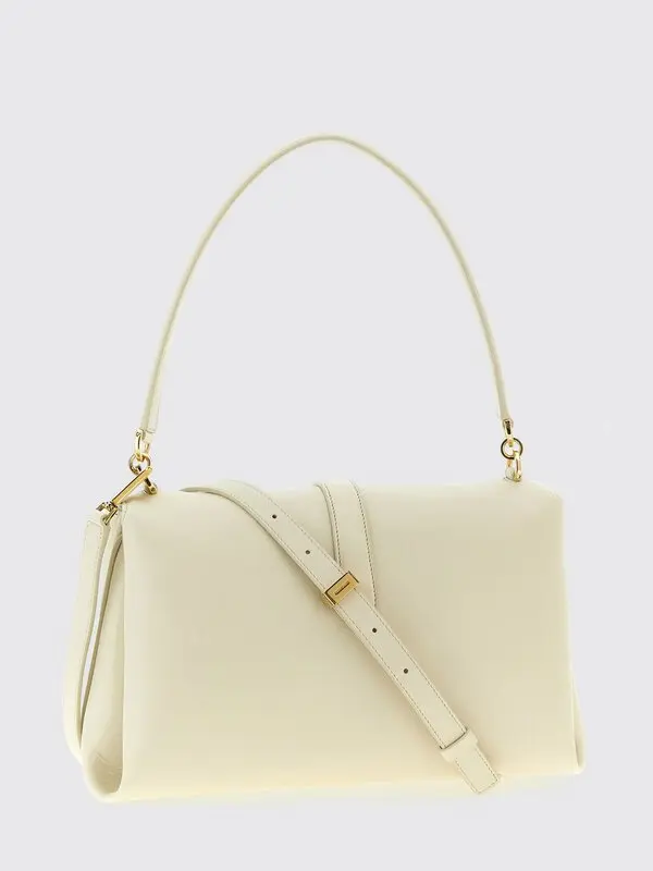 FERRAGAMO Leather Shoulder Bag With Gancini Logo - Beige