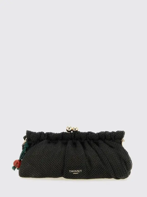 TWINSET Raffia Clutch With Logo Detail