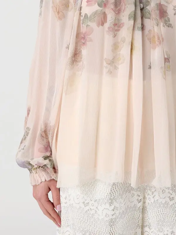 TWINSET Pleated Floral Print Crêpon Blouse