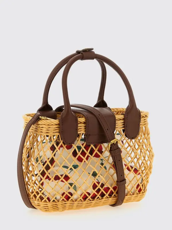 TWINSET Woven Rattan Bag With Abstract Print