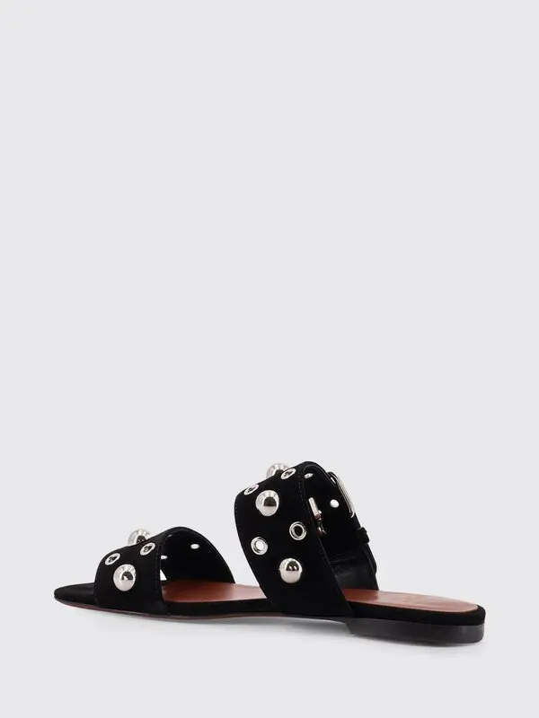 Valentino Garavani Suede Sandals With Metallic Eyelets
