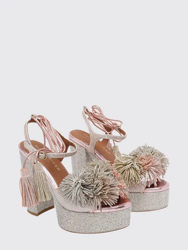 Kurt Geiger Embellished Pom Pom Platform Sandals