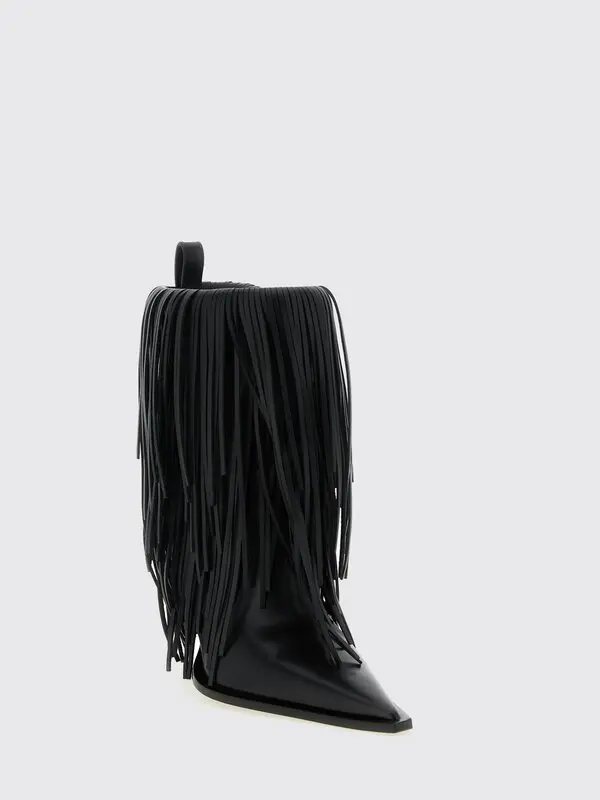 Balenciaga Avenue Leather Ankle Boots With Fringe And Stiletto Heel