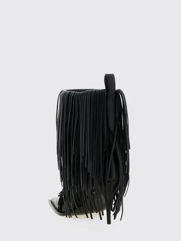 Balenciaga Avenue Leather Ankle Boots With Fringe And Stiletto Heel