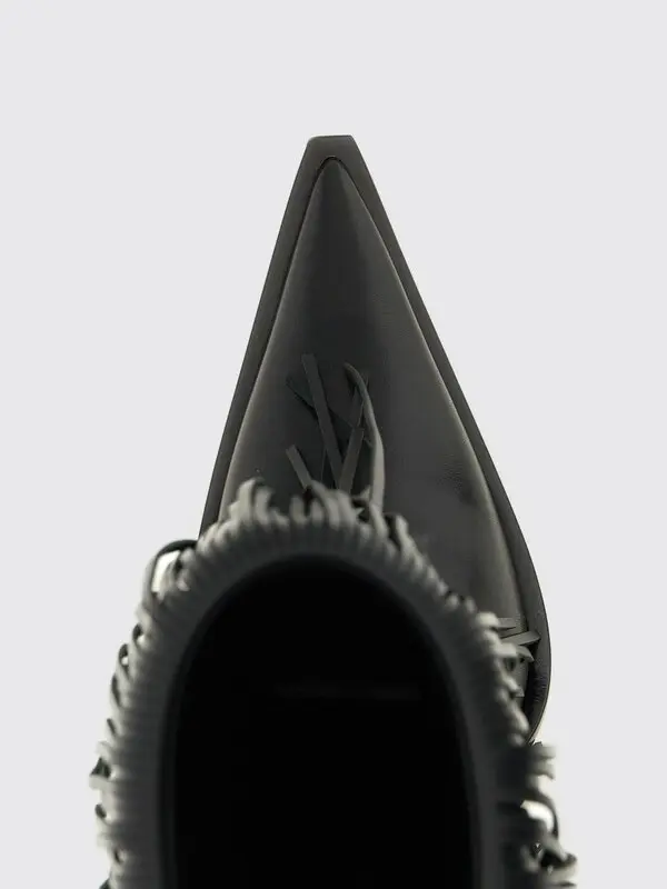 Balenciaga Avenue Leather Ankle Boots With Fringe And Stiletto Heel