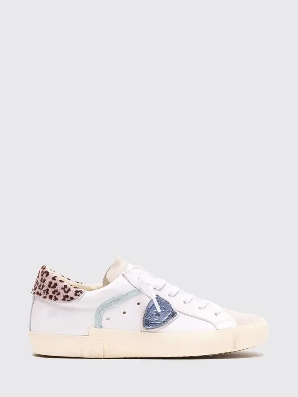 Philippe Model Lace-up Sneakers With Leopard Print Accents - White 1