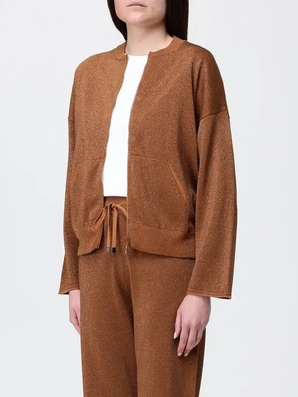 KANGRA Cotton Blend Zip Sweatshirt - Brown