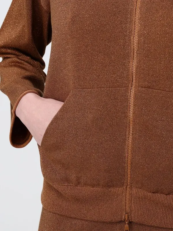 KANGRA Cotton Blend Zip Sweatshirt - Brown