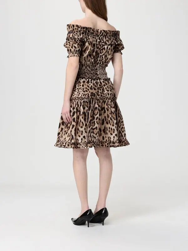Dolce & Gabbana Leopard Print Off-the-shoulder Dress