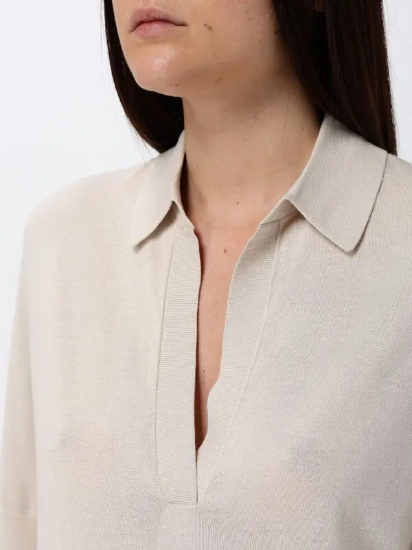 KANGRA Silk And Cashmere Knit Polo Shirt - Beige