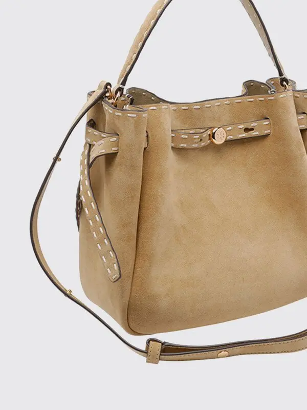 Tory Burch Mini Bucket Bag With Drawstring Closure - Beige