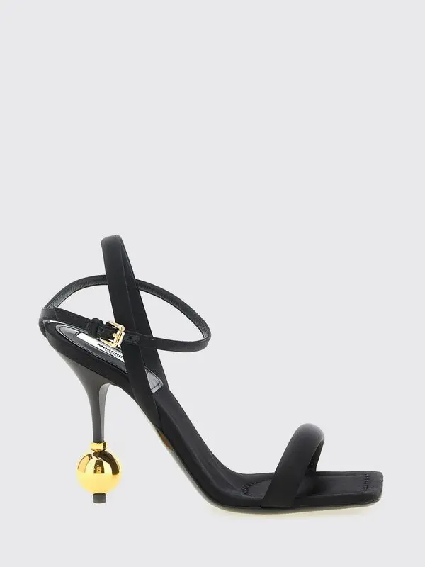 Moschino Sculptural Heel Satin Sandals - Black