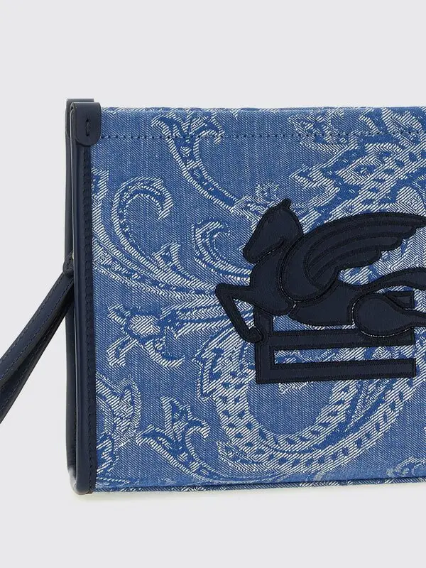 Etro Essential Paisley Jacquard Cotton Denim Clutch - Blue