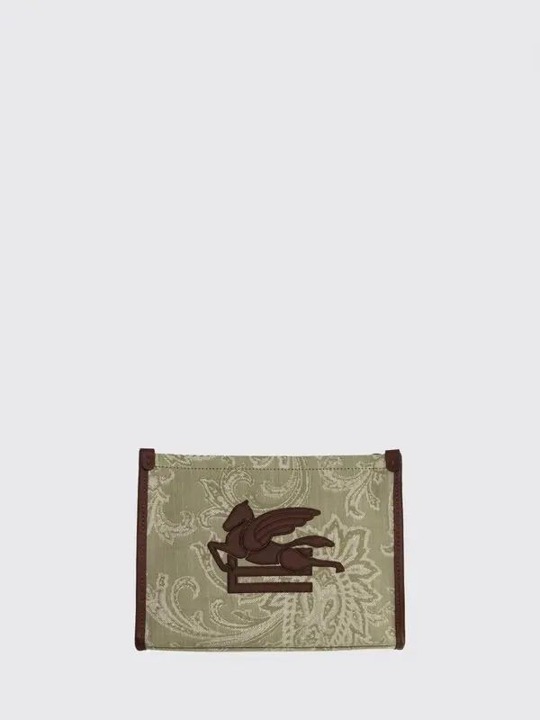 Etro Paisley Jacquard Cotton Denim Clutch - Green