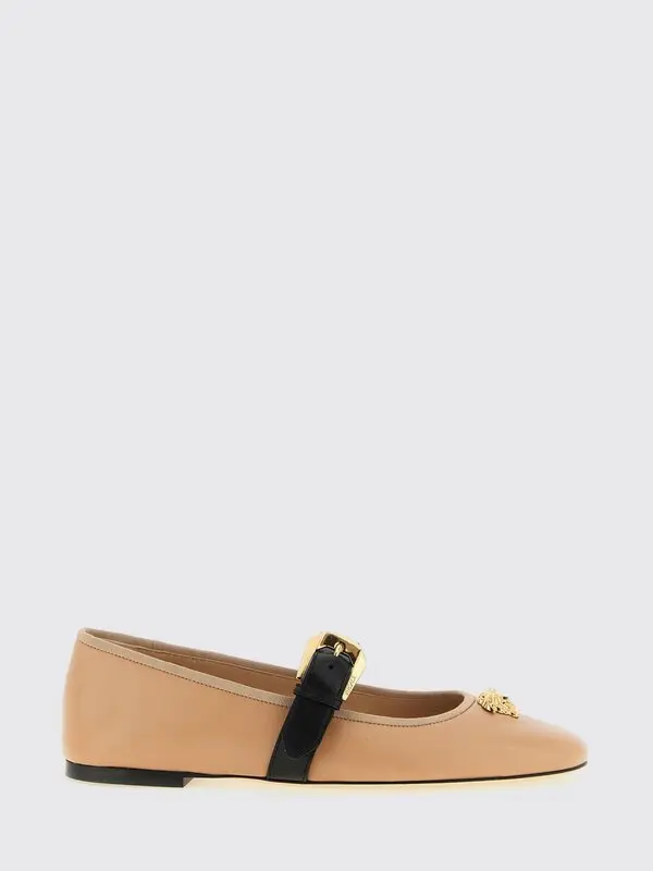 Versace Nappa Leather Mary Jane Ballerina Flats - Pink