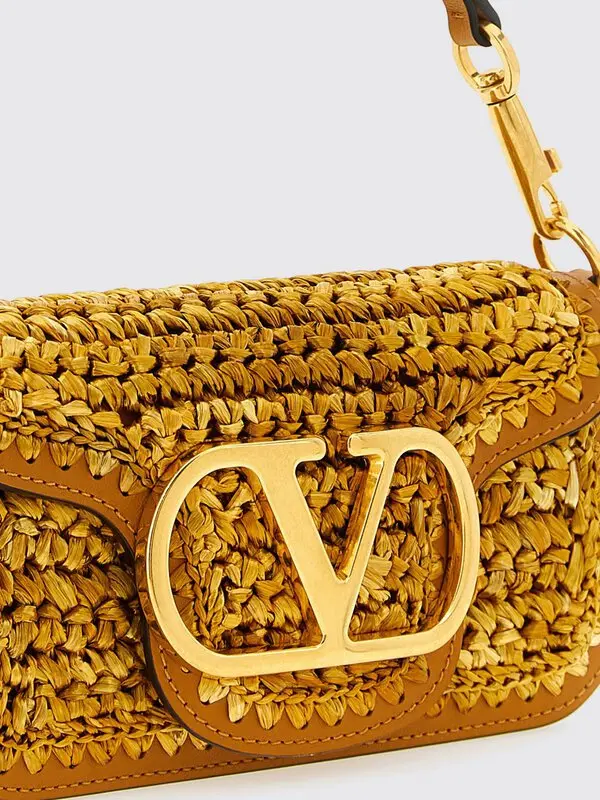 Valentino Garavani Locò Mini Crochet Raffia And Leather Bag