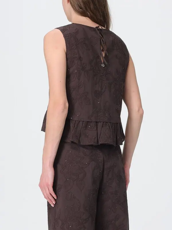 Liu Jo Embellished Peplum Top - Brown