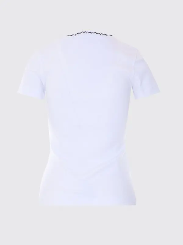 Pinko Ribbed T-shirt With Embellished Detail - White