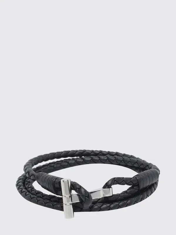 TOM FORD Braided Bracelet With Gold Tone T-clasp - Black
