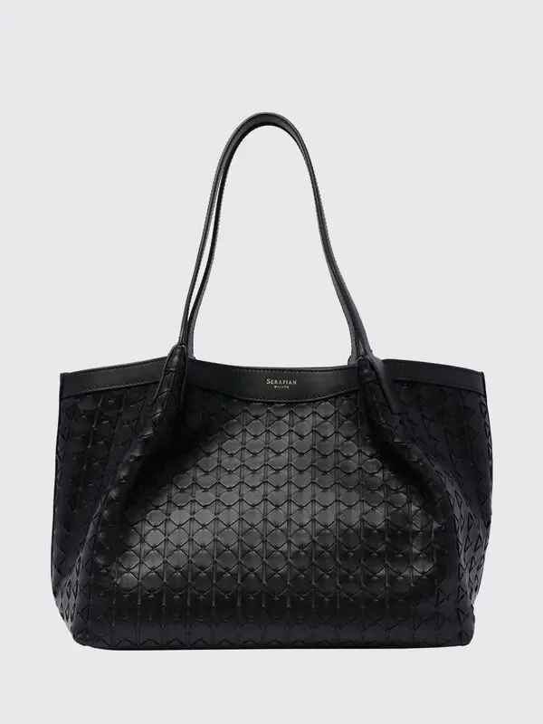SERAPIAN Woven Shoulder Bag - Black