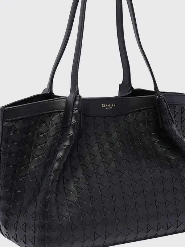 SERAPIAN Woven Shoulder Bag - Black