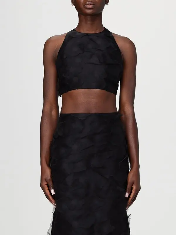 Max Mara Fumetto Silk Crop Top - Black