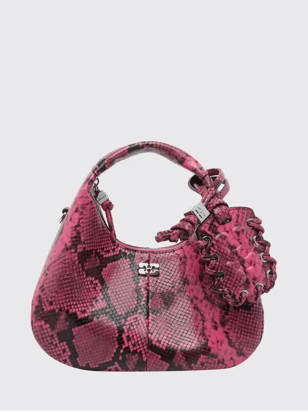 GANNI Python Print Faux Leather Hobo Bag - Fuchsia