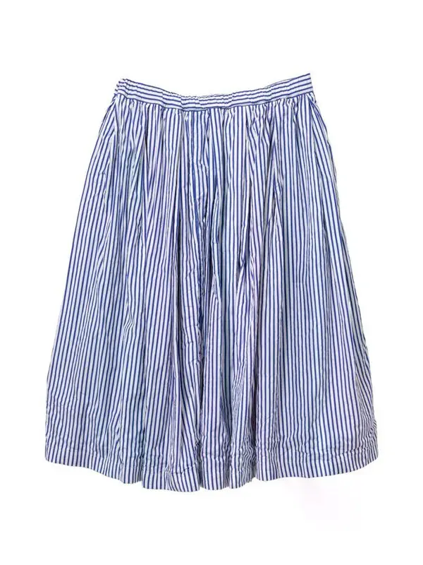 Comme Des Garçons Striped Pleated Midi Skirt - Blue