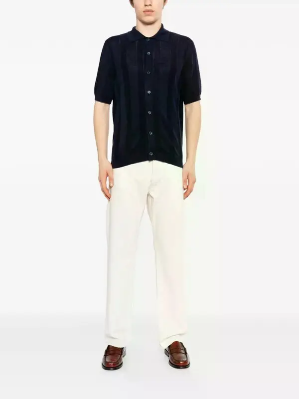 Brunello Cucinelli Buttoned Striped Knitwear - Blue
