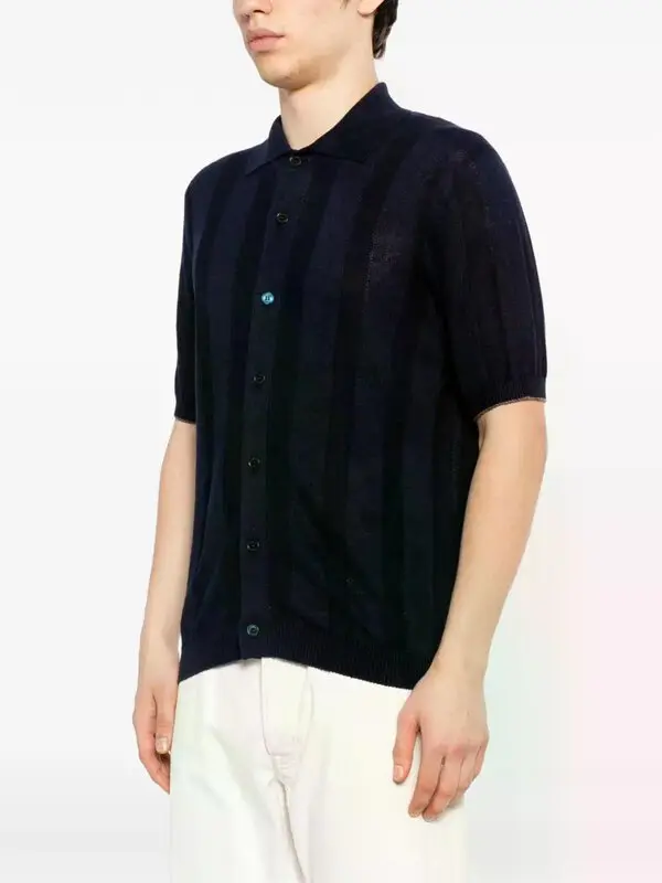 Brunello Cucinelli Buttoned Striped Knitwear - Blue