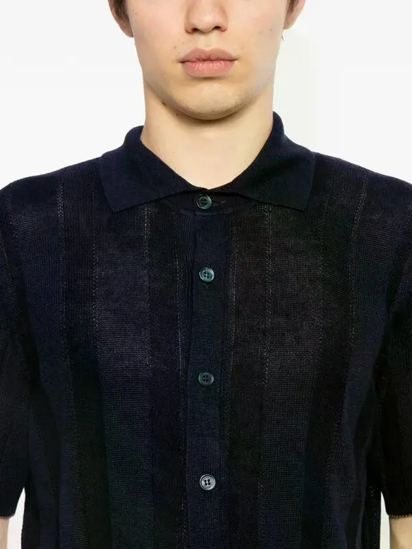 Brunello Cucinelli Buttoned Striped Knitwear - Blue