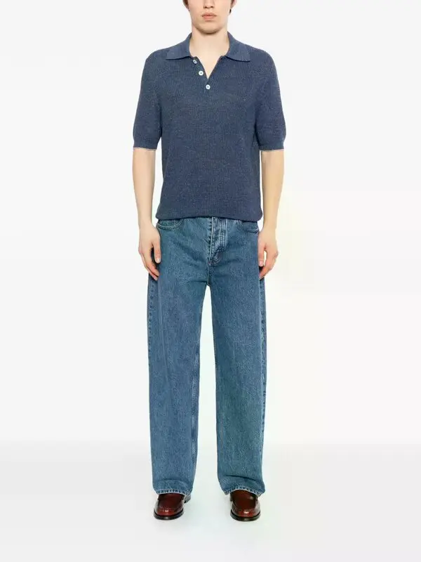 Brunello Cucinelli Knitted Short Sleeve Polo Shirt - Blue