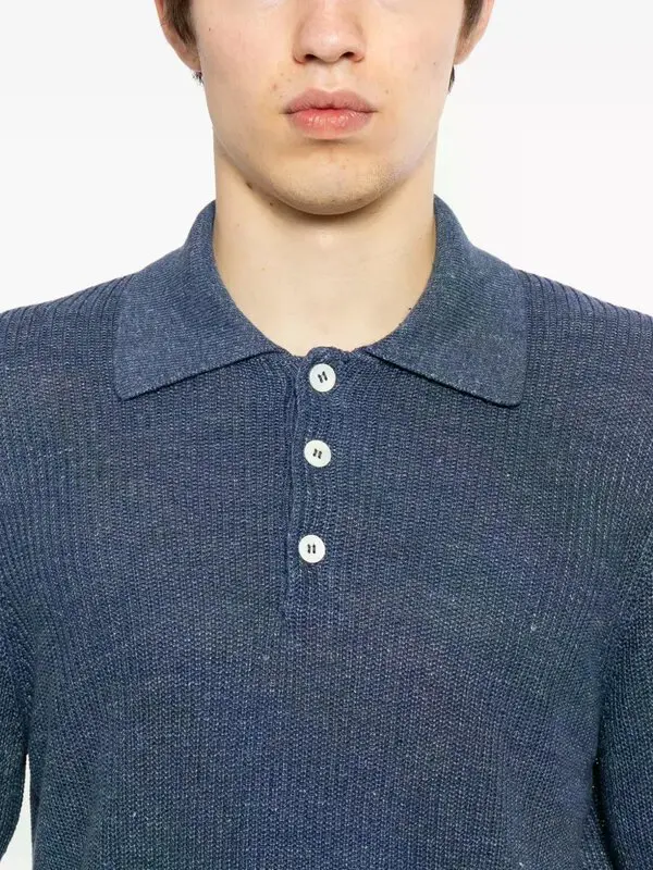 Brunello Cucinelli Knitted Short Sleeve Polo Shirt - Blue
