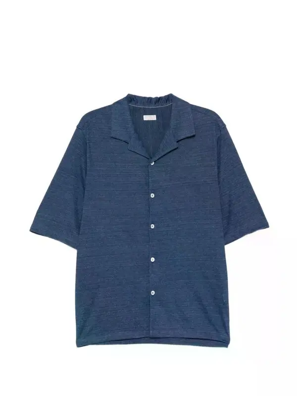 Brunello Cucinelli Camp-collar Buttoned Shirt - Blue