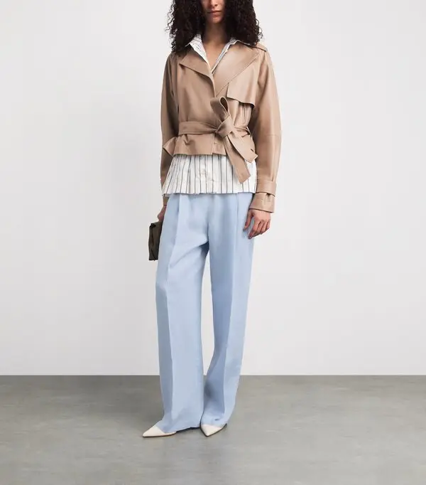 Agnona Linen Pleated Drawstring Trousers