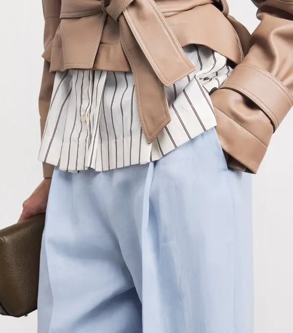 Agnona Linen Pleated Drawstring Trousers