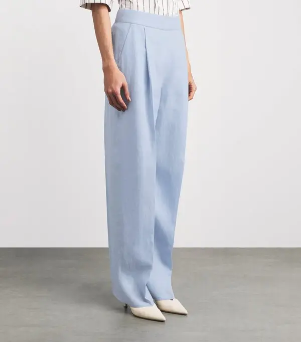 Agnona Linen Pleated Drawstring Trousers