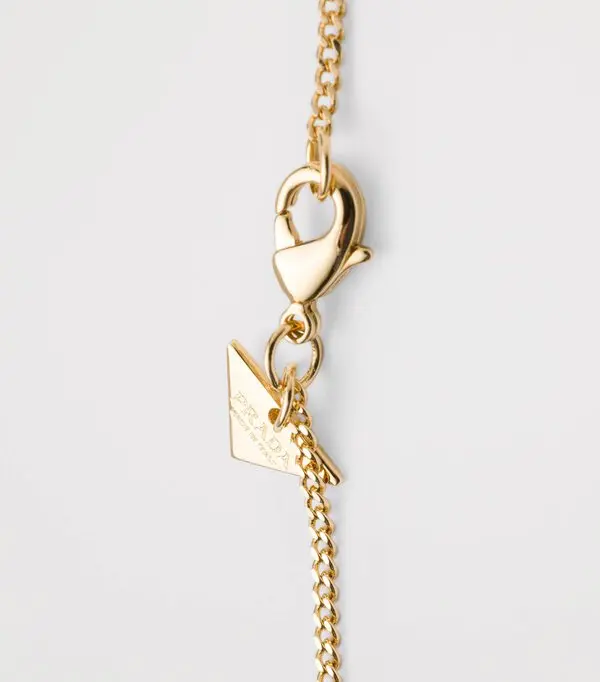 Prada Triangle Logo Pendant Chain Necklace