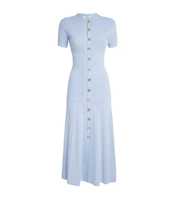 Sandro Knitted Pointelle Midi Dress