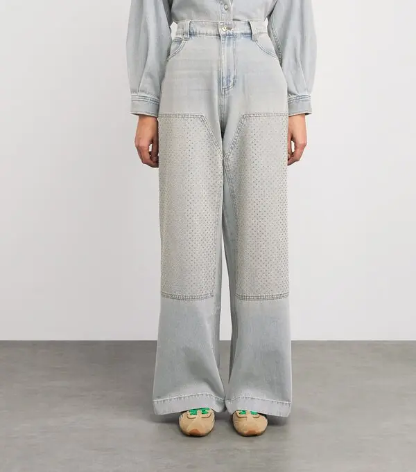 Sandro Rhinestone-embellished Straight Leg Jeans - Blue