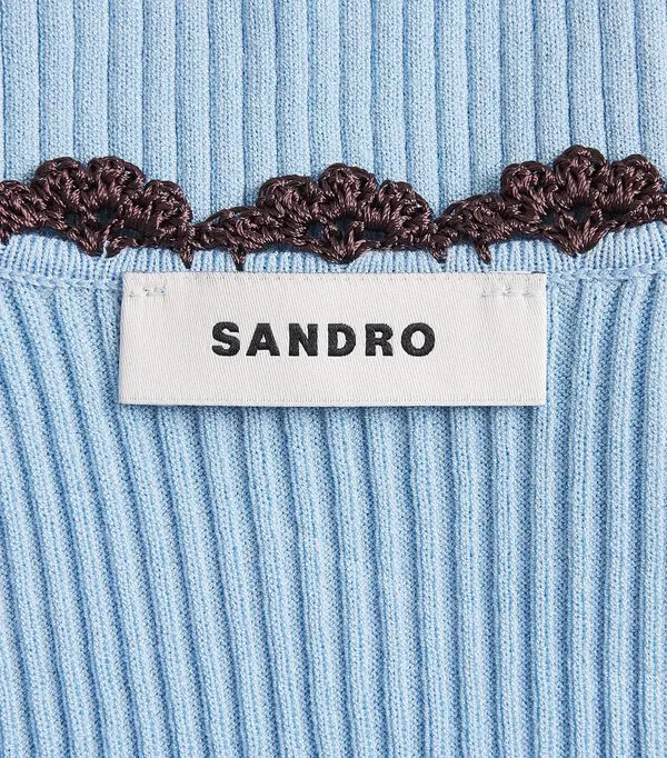Sandro Crochet-trim Tank Top - Blue