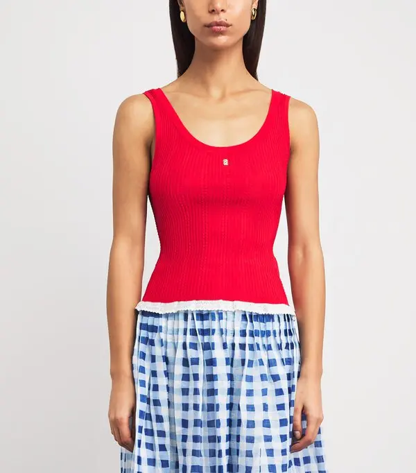 Sandro Knitted Lace-trim Tank Top