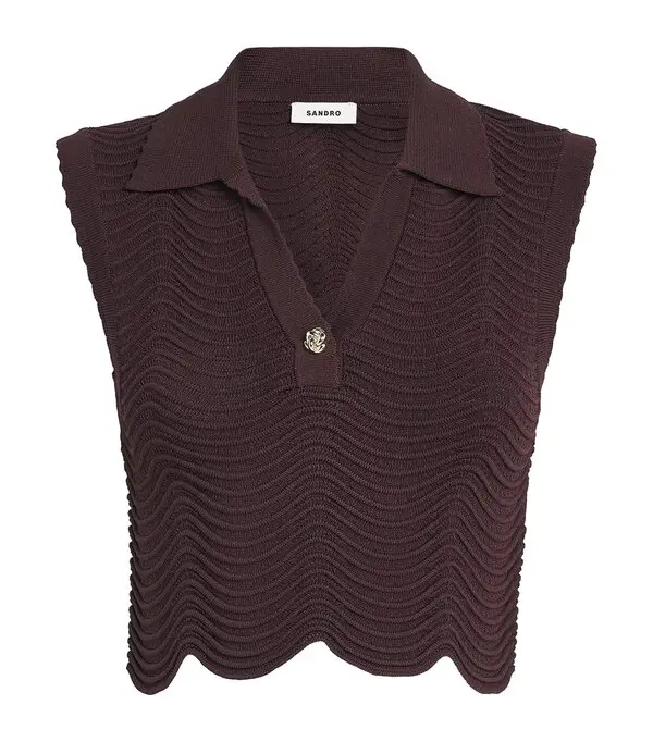 Sandro Knitted Crop Top - Brown