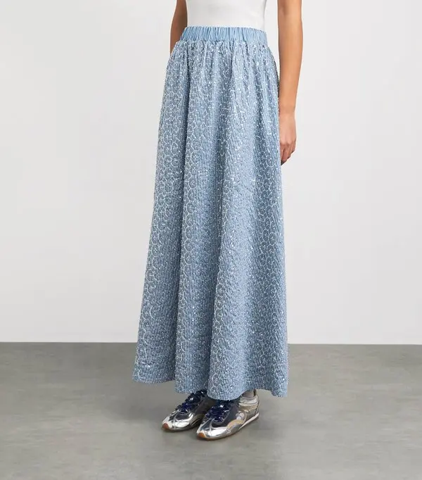 Sandro Striped Sequin Maxi Skirt